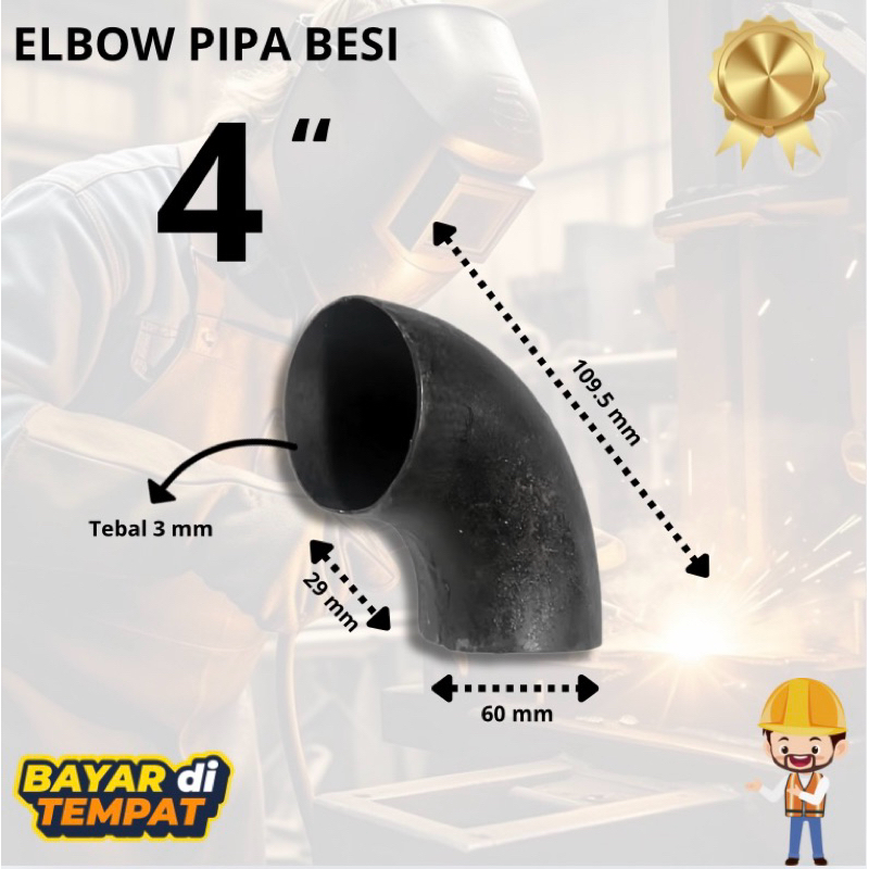Jual ELBOW LBOW 4" ( empat inch ) SAMBUNGAN PIPA BESI LAS | TEBAL 2.5 ...