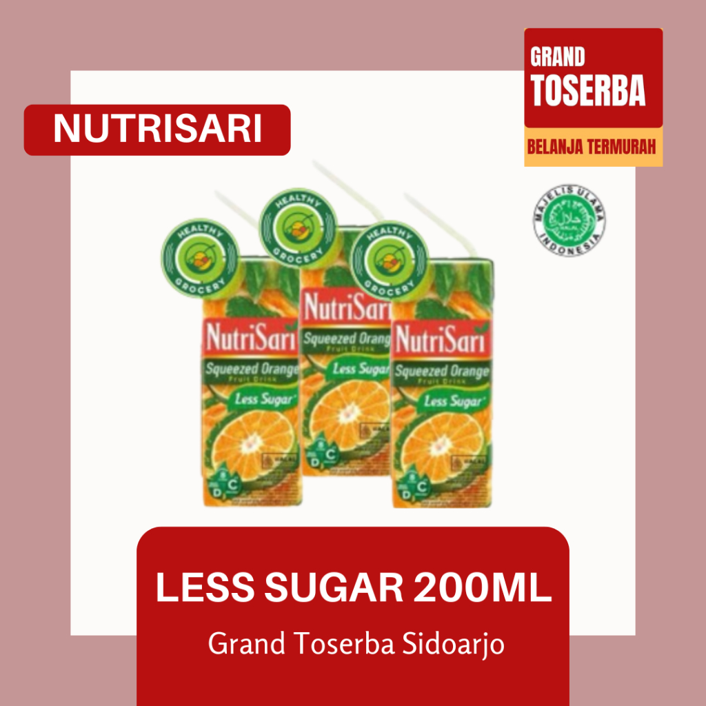 Jual NUTRISARI LESS SUGAR 200ML / MINUMAN SARI BUAH JERUK PERAS RENDAH ...