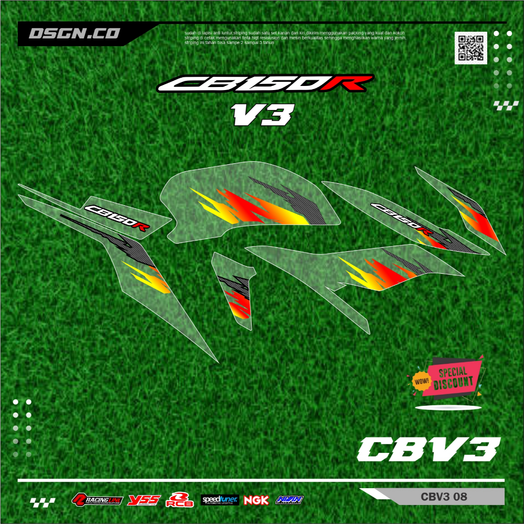 Jual STRIPING TRANSFARAN CB150R V3 - STRIPING CB150R V3 NEW STREET FIRE ...