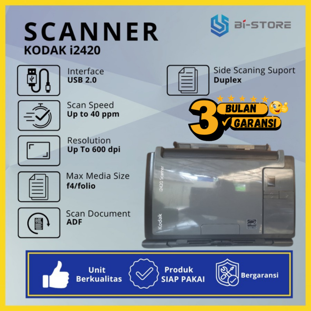 Jual Scanner F4 Kodak i2420 High Speed Hingga 40 Lembar Permenit Dan ...
