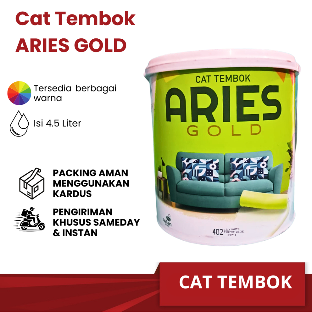 Jual ARIES GOLD Cat Tembok Interior Cat Tembok 5KG | Shopee Indonesia