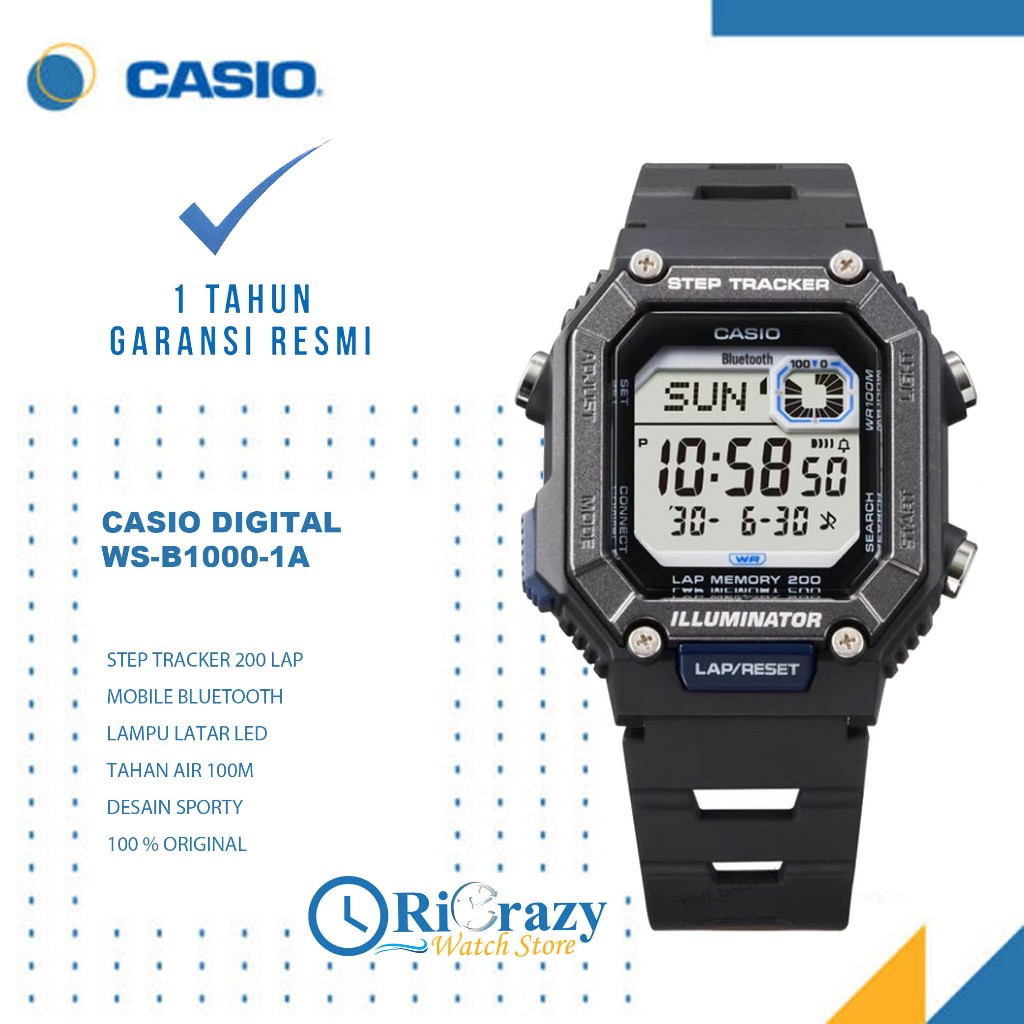 Jual [ PROMO ] Jam Tangan Pria Casio WS-B1000-1A Digital Black Original ...