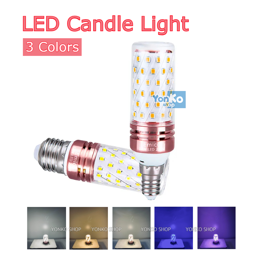 Jual Lampu Lilin 3 Warna Emico 12W & 16W LED Candle Light Bohlam Crystal 12 Watt & 16 Watt E27 ...