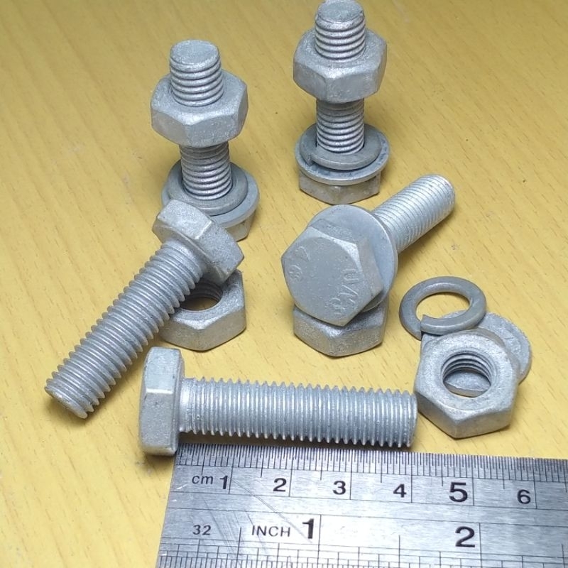 Jual baut mur hdg m10x40 pitch 1,5 grade 4.6 baut galvanis hotdip kunci ...