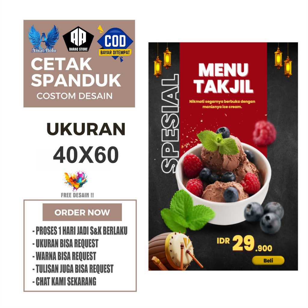 Jual Cetak Spanduk Banner ES CEMIL MENU TAKJIL Costom Desain | Shopee ...