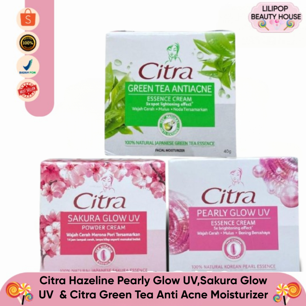 Jual Citra Hazeline Pearly Glow UV, Sakura Glow UV & Citra Green Tea ...