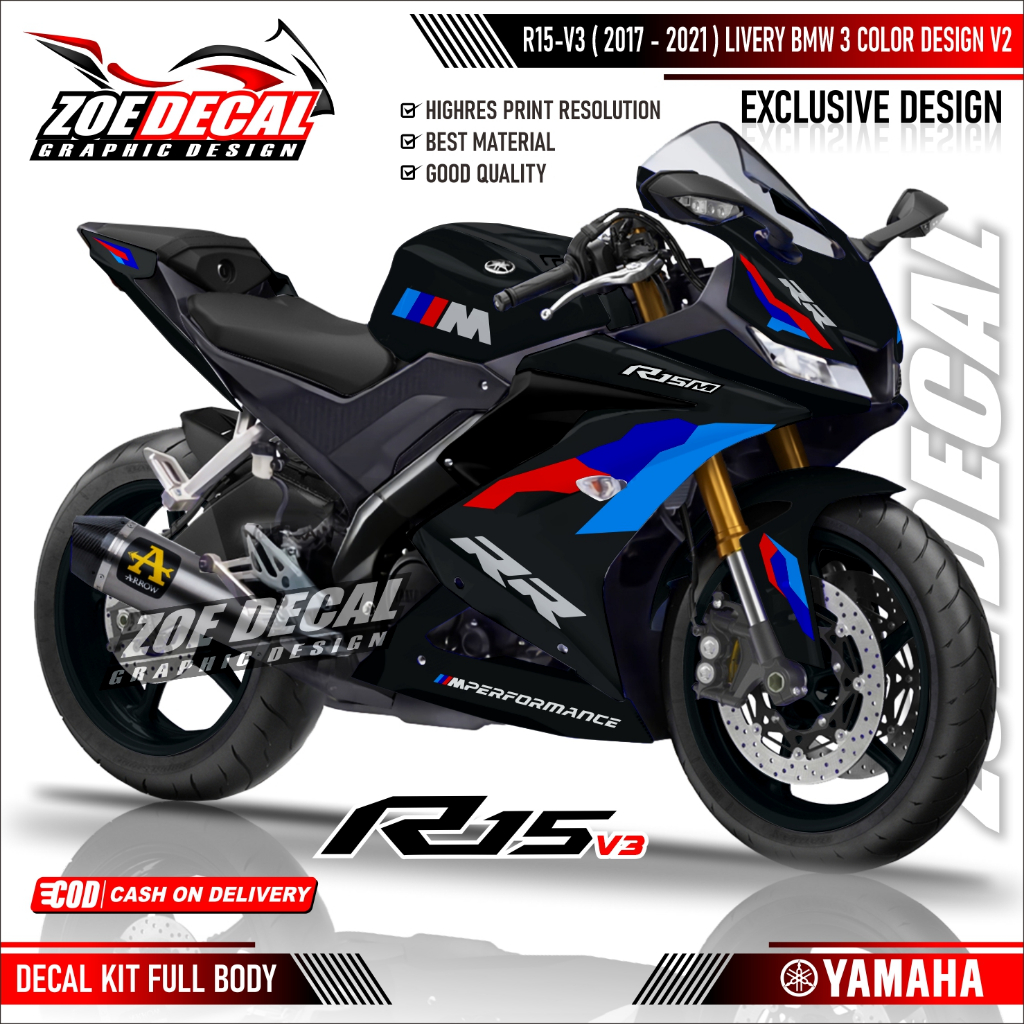 Jual Terbaru Decal Stiker Full Body Yamaha R15 V3 Motif BMW Desain V.2 ...