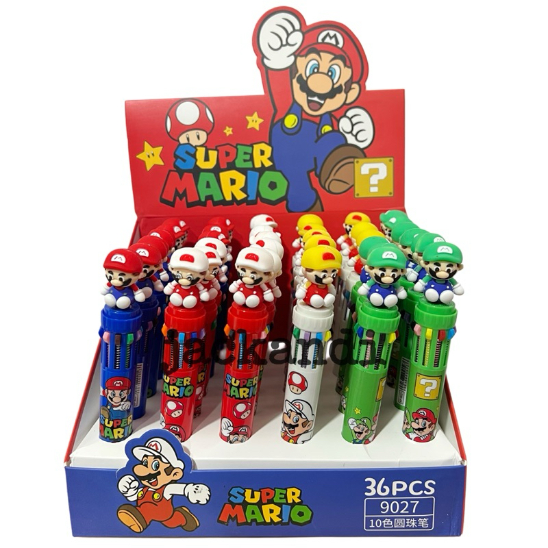 Jual Pen Anak Cetek 10 Warna Super Mario Bros 3D Pulpen Gel Kartun Lucu ...