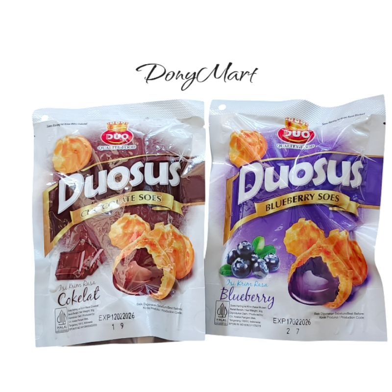 Jual Duosus Kue Soes Kering 30 Gr Pouch Coklat Blueberry Duo Sus ...