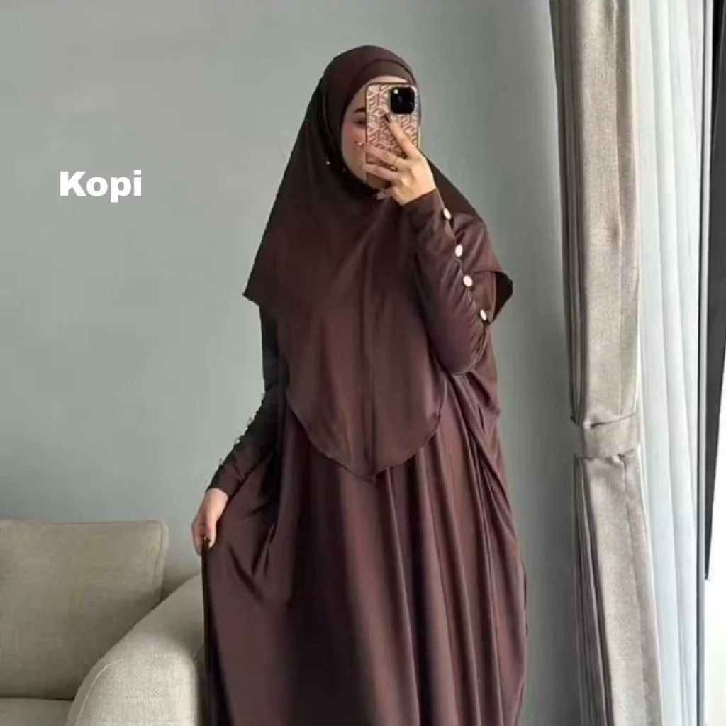 Jual Mecca Abaya Set Hijab Gamis Syari Terbaru Bahan Jersey Premium Umroh Abaya Daily Busui ...