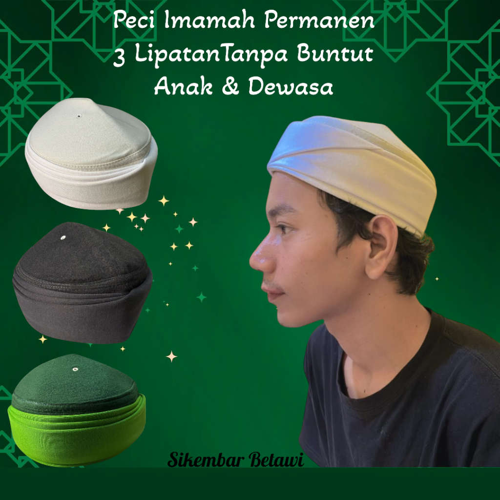 Jual Peci Imamah Permanen 3 Lipatan Tanpa Buntut Peci Imamah Dewasa Dan ...