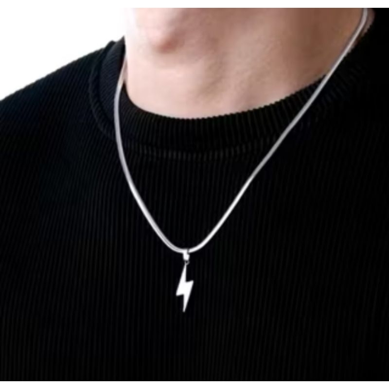 Jual Kalung Titanium Liontin Petir Pria Wanita Anti Karat | Shopee ...