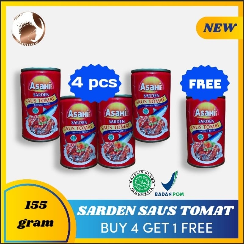 Jual AsaHi Sarden Saus Tomat 155 gr - Buy 4 Get 1 Sarden Saus Tomat 155 gr | Shopee Indonesia