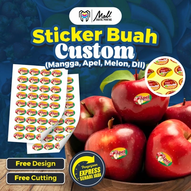Jual STICKER BUAH STIKER LABEL BUAH CUSTOM FREE DESIGN FREE CUTTING ...