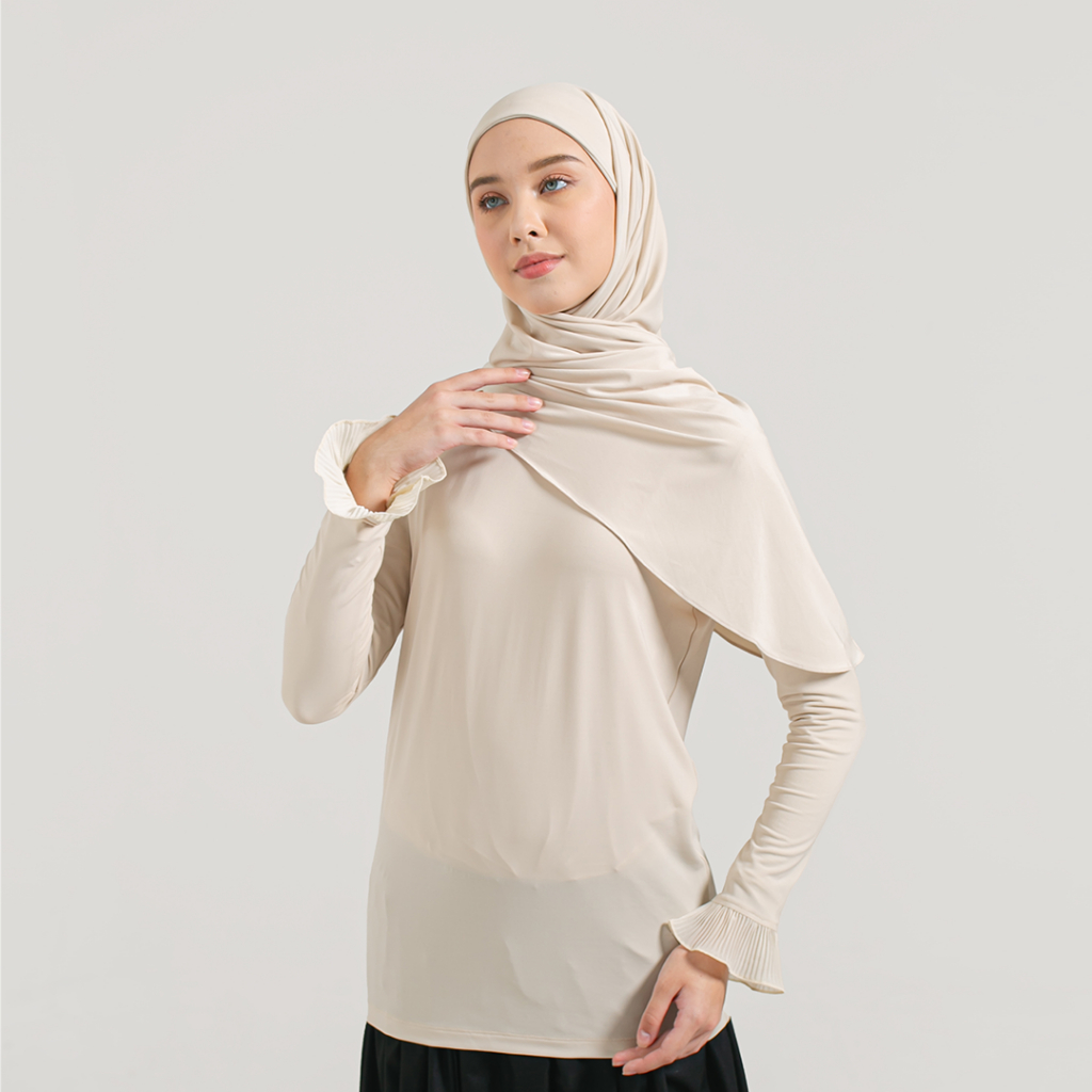 Jual Baju Manset Blouse Basic Ruffle Wanita Lengan Panjang Inner ...