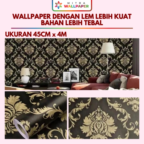 Jual Wallpaper Dinding Kamar Tidur Batik Hitam Gold Wallpaper Dinding ...