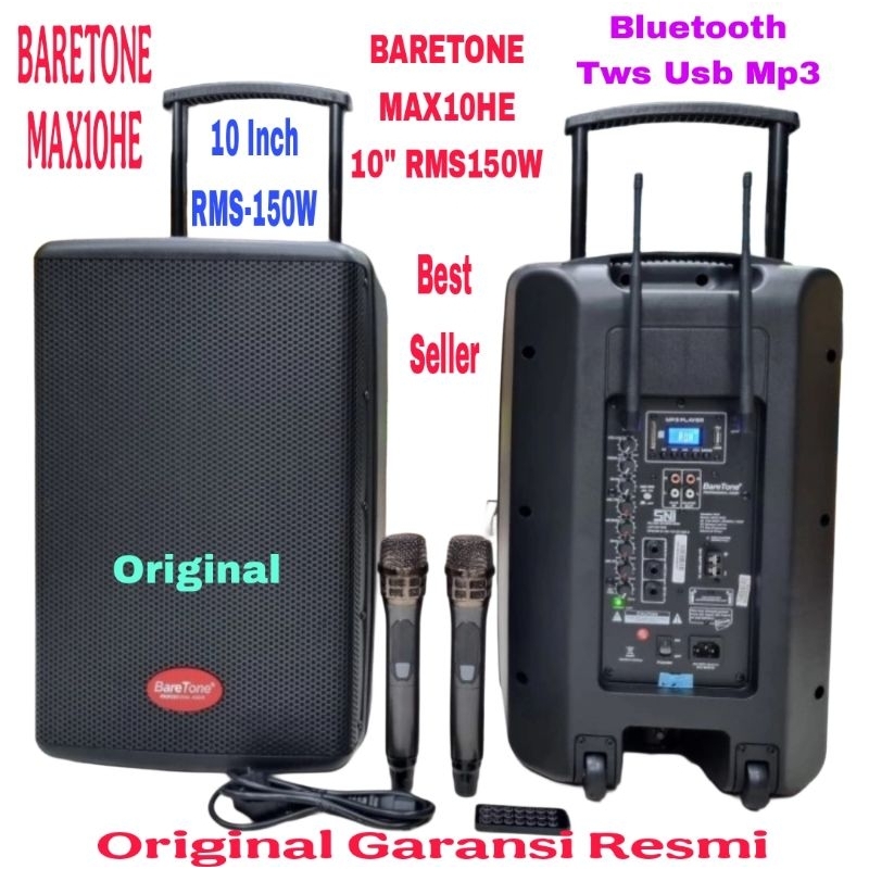 Jual Speaker Portable 10 Inch Baretone MAX10HE 150Watt Bluethooth ...