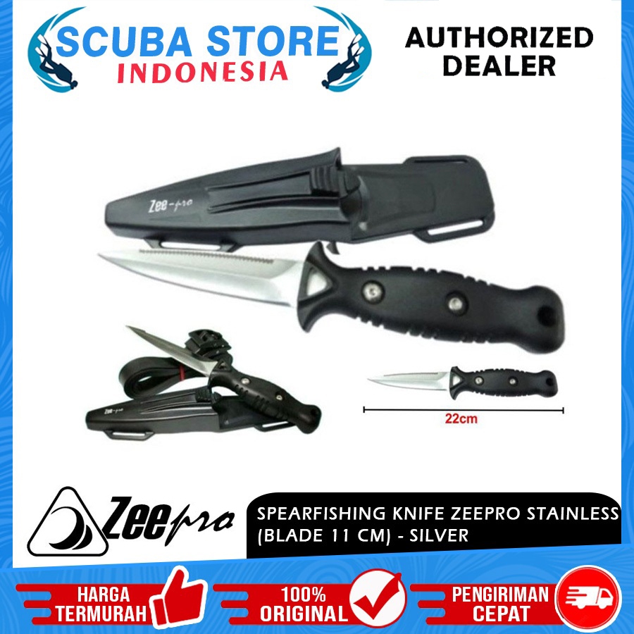 Jual Spearfishing Knife Zeepro Stainless Blade 11cm Pisau Scuba Diving ...