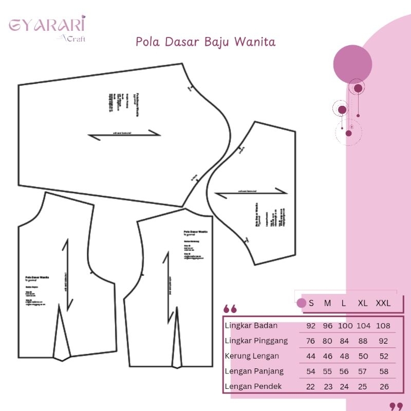 Jual Pola Dasar Baju Wanita Dewasa Potongan Pinggang | Shopee Indonesia