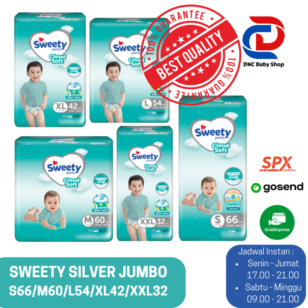 Jual [STOK BARU] SWEETY SILVER PANTS S66 M60 L54 XL42 XXL32 | Shopee ...