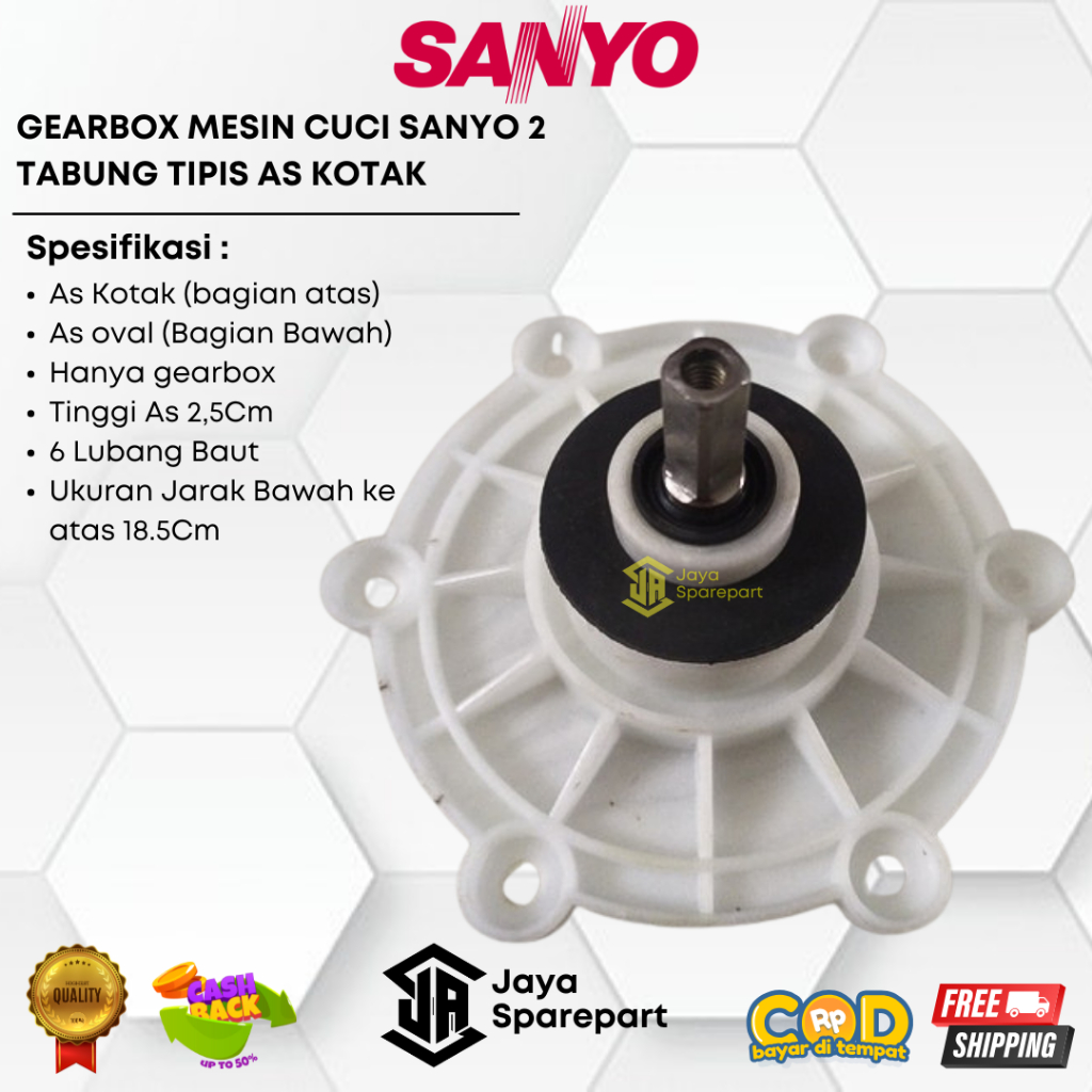 Jual GEARBOX MESIN CUCI SANYO 2 TABUNG NON PULI TIPIS - GIRBOX - GERBOX ...