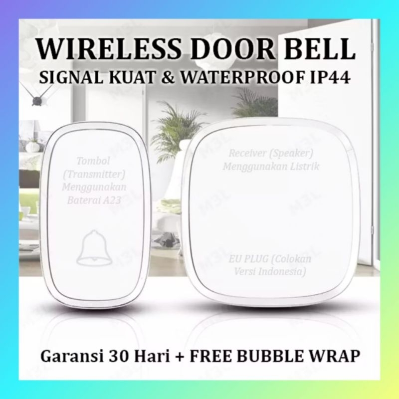 Jual Bel Rumah Wireless Door Bell Waterproof Pintu 1 Receiver warna ...