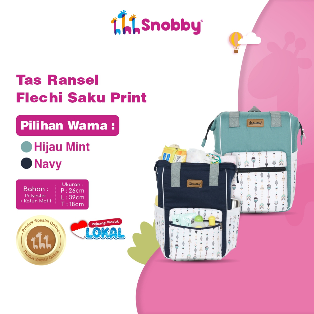 Jual Snobby Tas Bayi Ransel Flechi Diaper Bag Saku Print | Shopee Indonesia