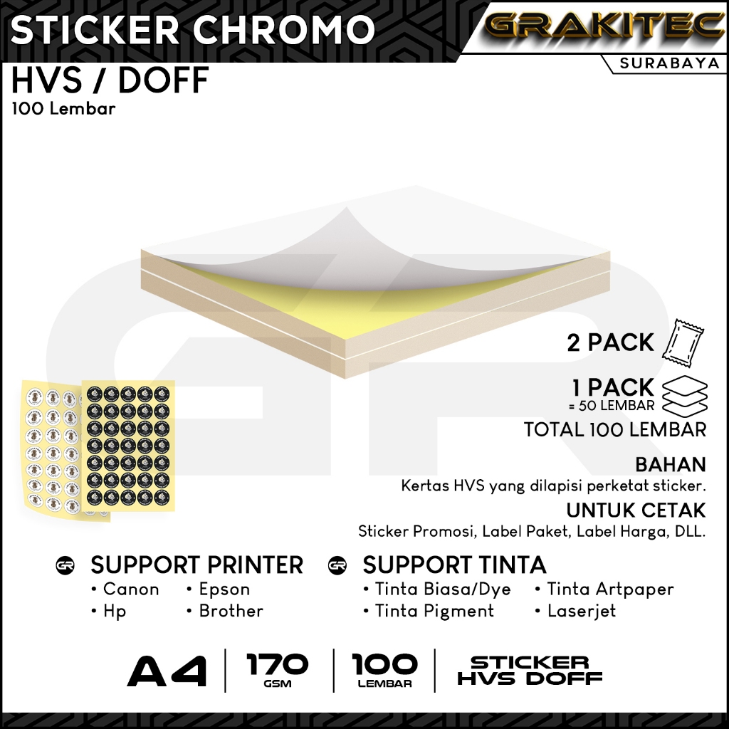 Jual Kertas Sticker Chromo HVS / Glossy Label A4 isi 100 Lembar ...