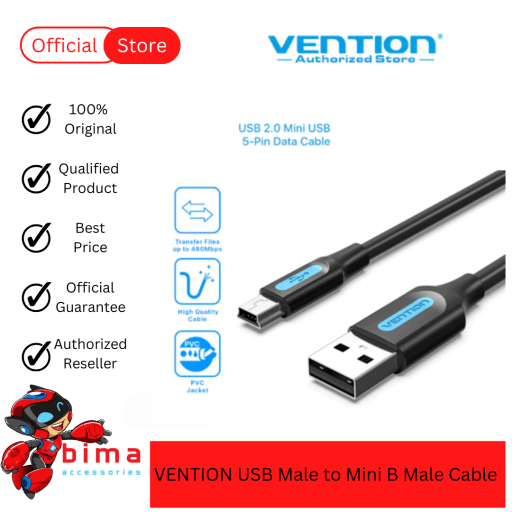 Jual VENTION USB Male to Mini B Data Cable | Shopee Indonesia