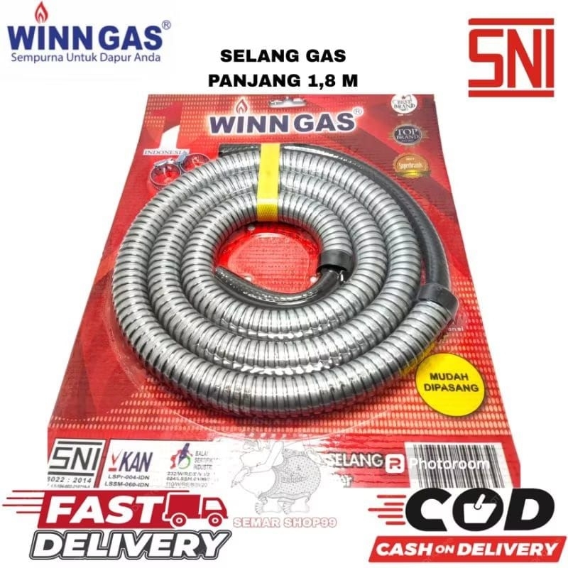 Jual WINNGAS SELANG GAS ELPIJI FLEXIBLE 1.8METER SNI | Shopee Indonesia