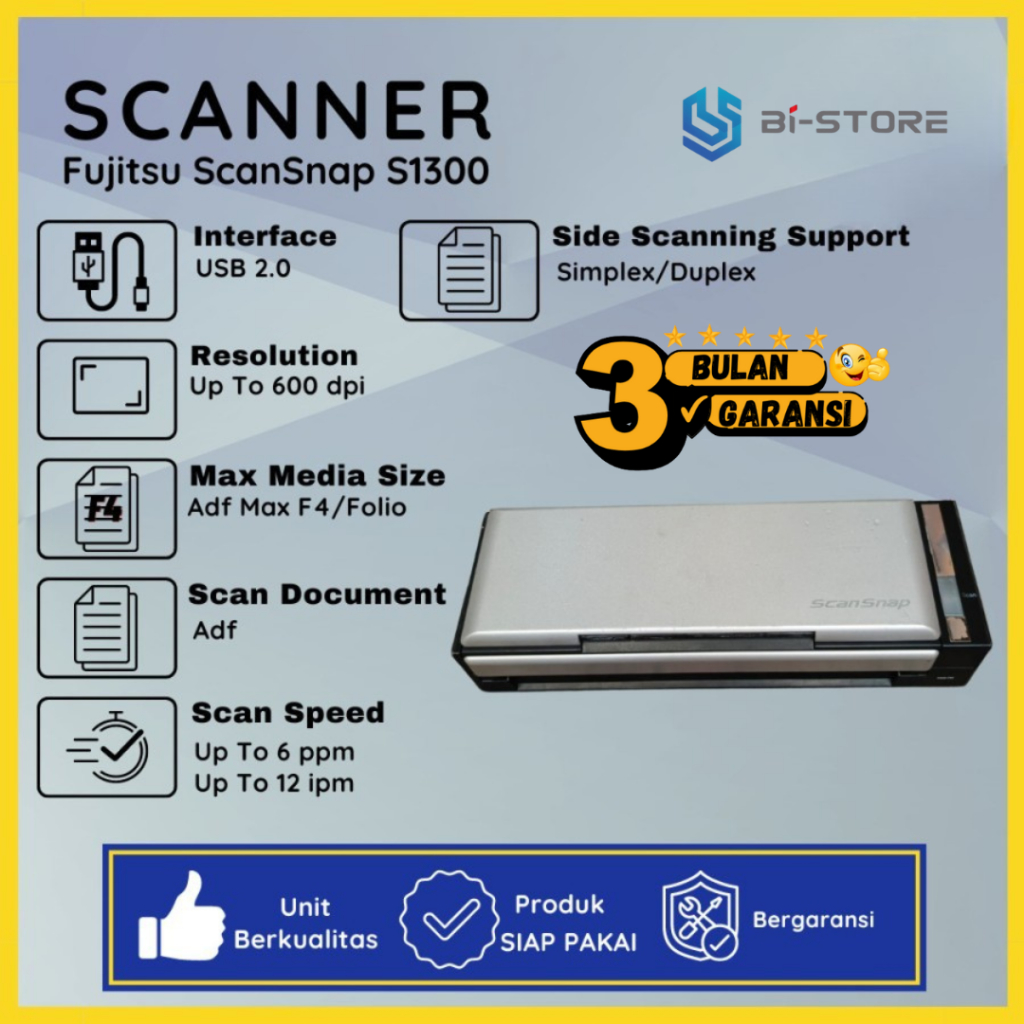 Jual Scanner Portable Fujitsu ScanSnap S1300 Bisa Scan Duplex Otomatis ...