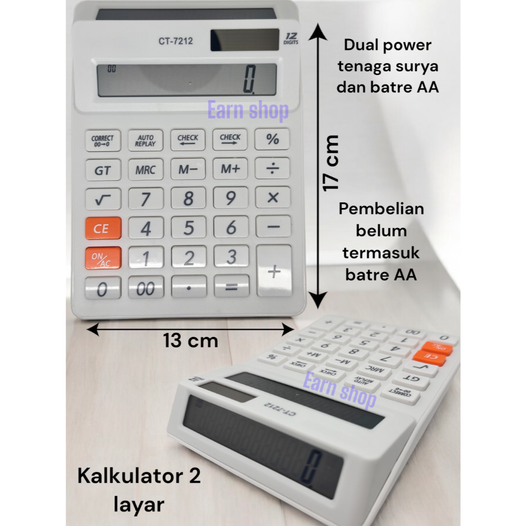 Jual Kalkulator 2 Layar CT-7212 - Calculator 2 Display Layar / Check ...