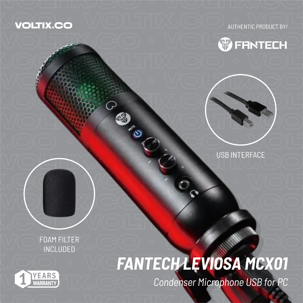 Jual Fantech LEVIOSA MCX01 Condenser Microphone USB for PC Laptop Streaming | Shopee Indonesia