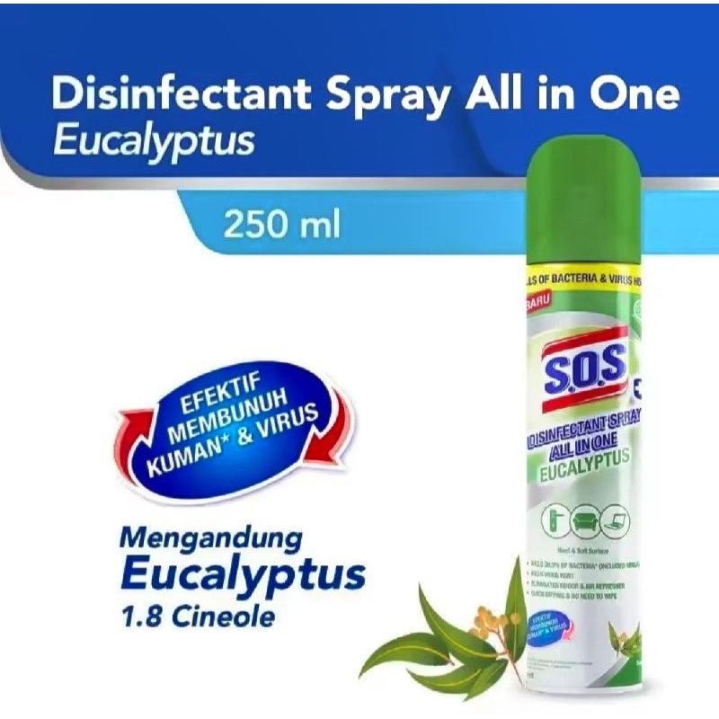 Jual Sos disinfectant spray all in one eucalyptus 250ml | Shopee Indonesia
