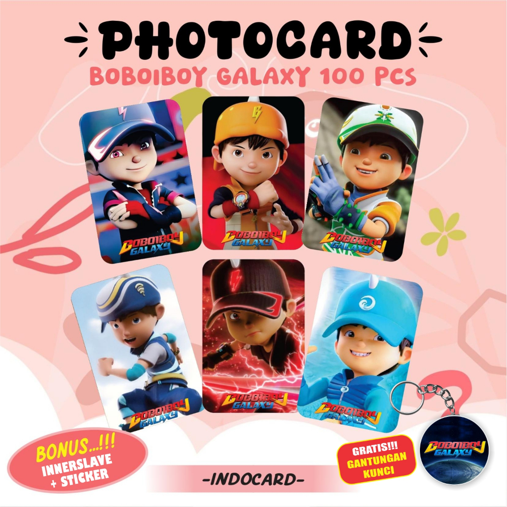 Jual 100 Pcs Photocard Boboiboy Galaxy Bonus Gantungan Kunci PIN ...