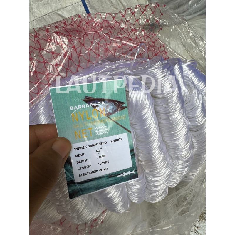 Jual Jaring ikan import Merk Baracuda 0.20 5.1/2” ply18 72x100 Yoko ...