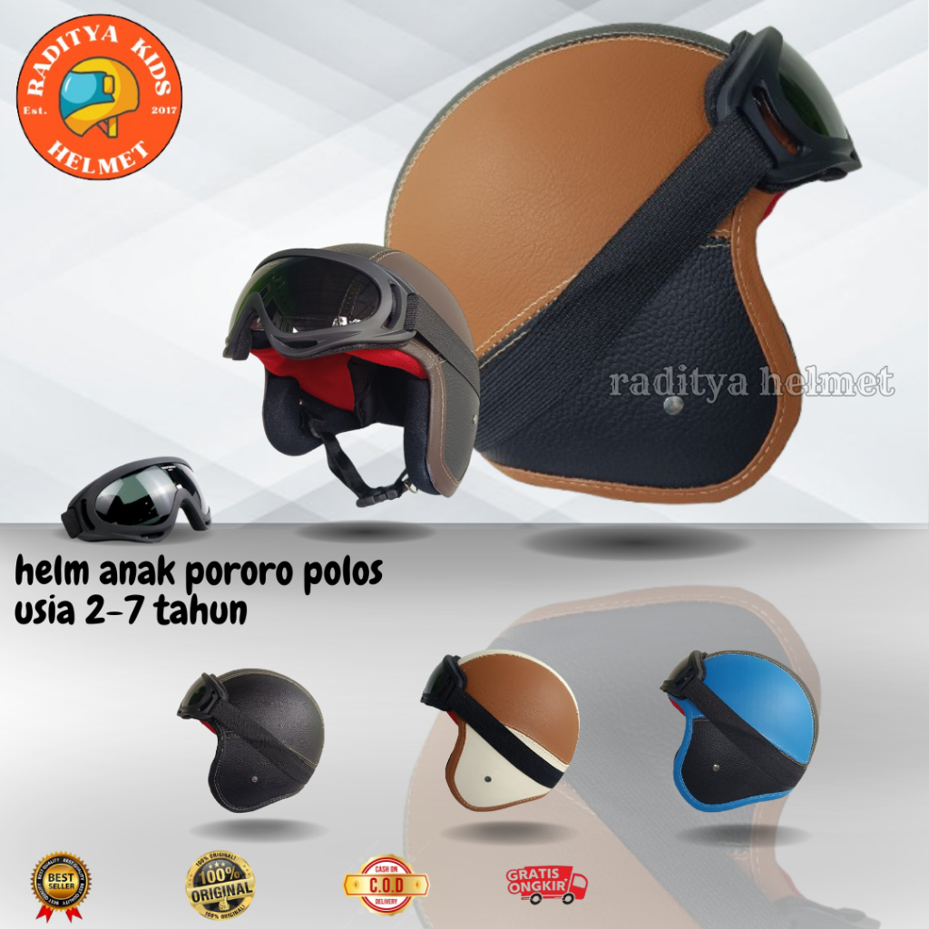Jual HELM ANAK BOGO RETRO PORORO POLOS USIA 2 3 4 5 6 7 TAHUN FULL ...