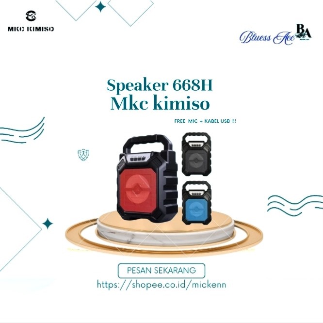 Jual Speaker Bluetooth + mic 668H Suara extra Bass | Shopee Indonesia