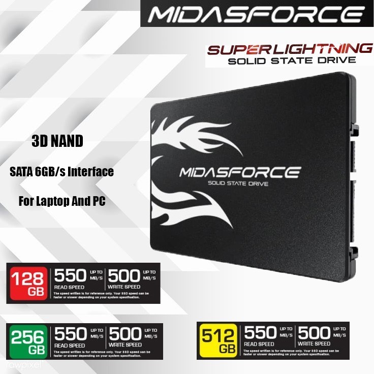 Jual SSD Midasforce Super Lightning Sata 3 6GB/s 128GB | 256GB | 512GB ...