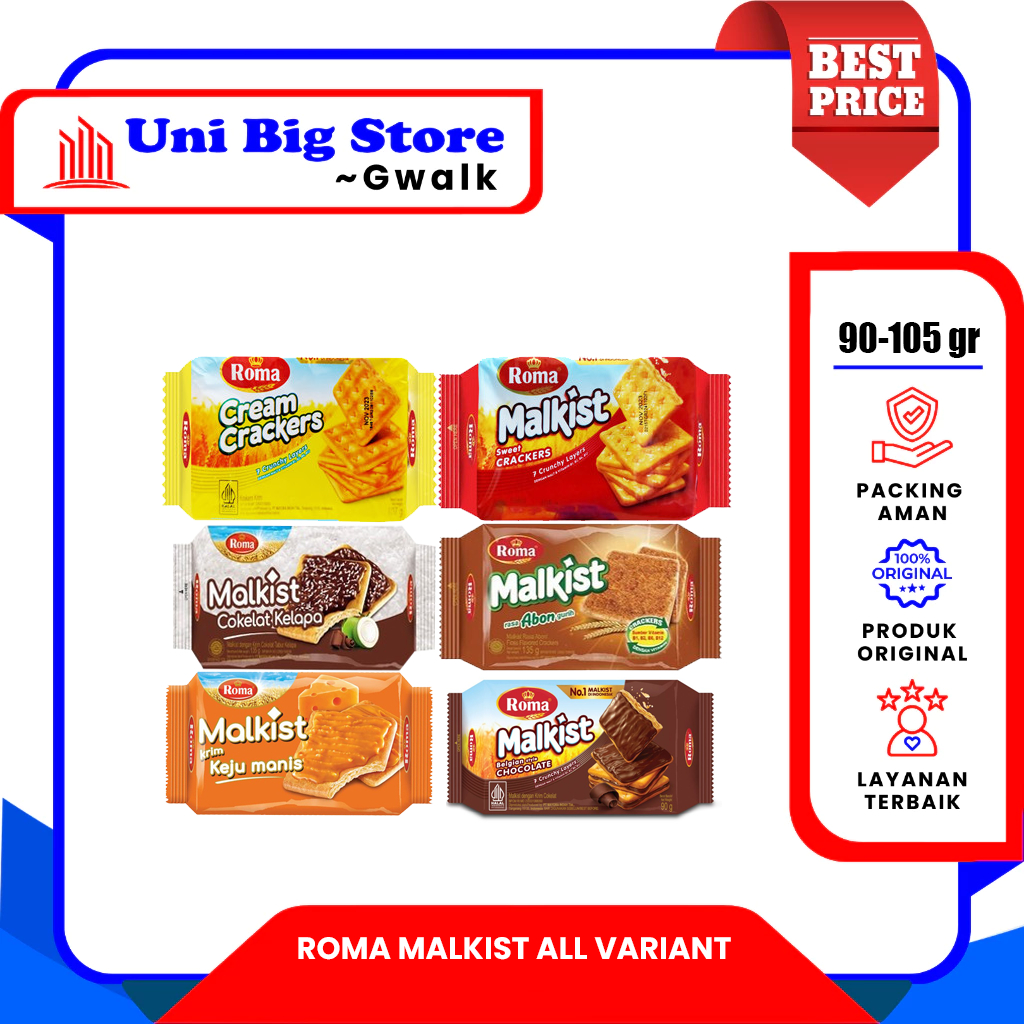 Jual ROMA MALKIST CRACKERS GABEN ABON - COKLAT KELAPA - SWEET - CREAM ...