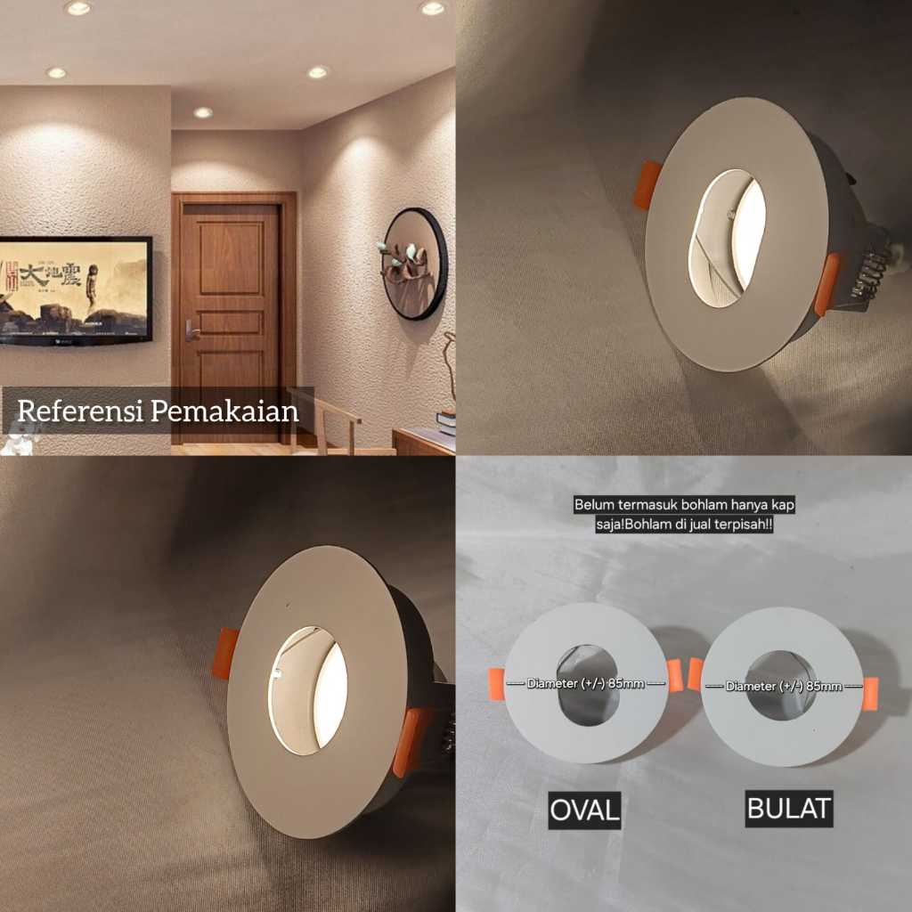 Jual Kap lampu sorot Pinhole/Downlight Alumunium Spotlight Pinhole Oval ...