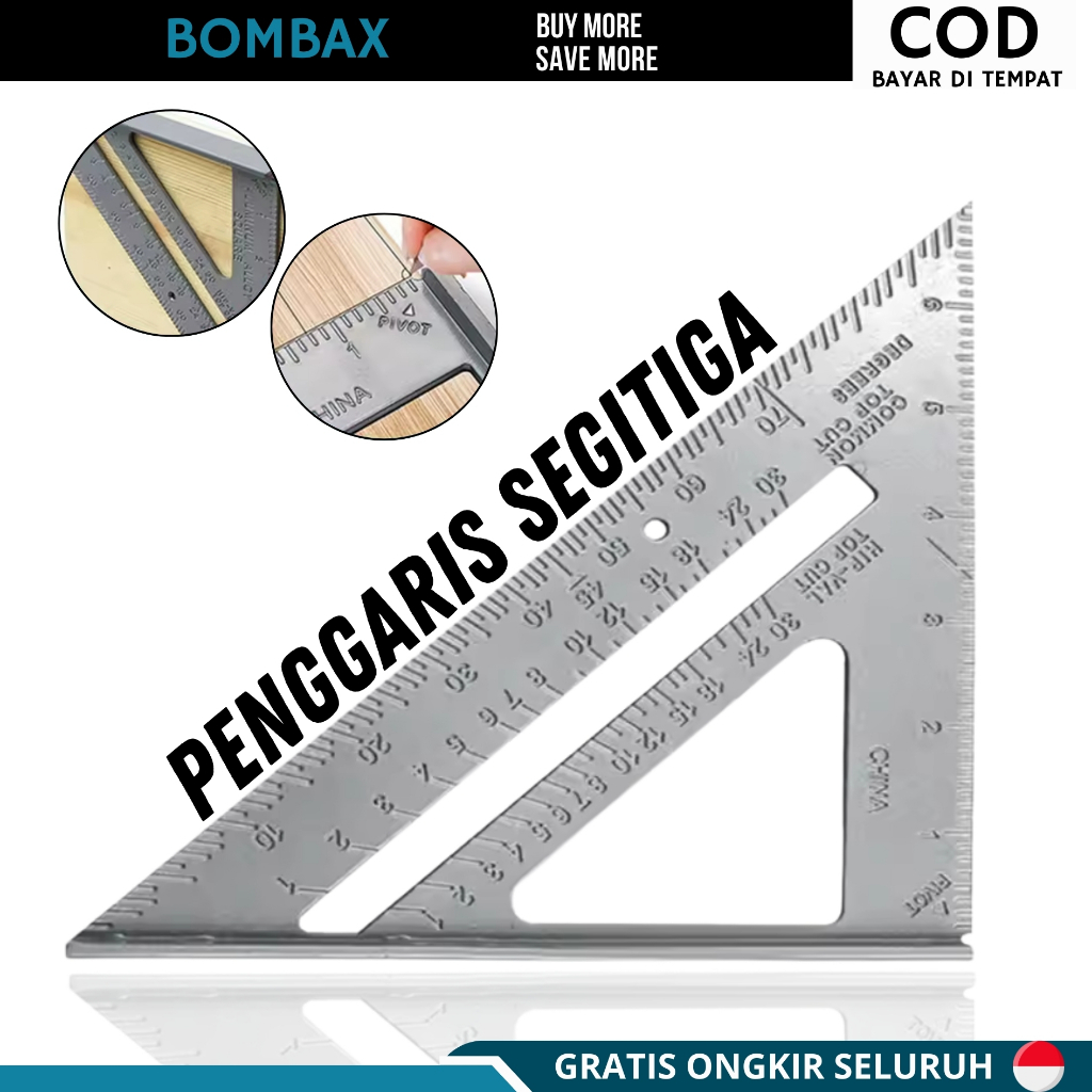 Jual Penggaris Segitiga Siku 7 Inch Triangle Ruler Alumunium Speed ...