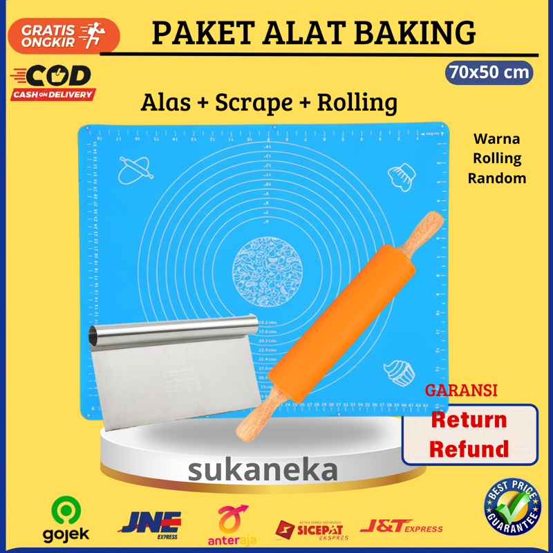 Jual SUKANEKA Paket Combo Alat Baking Adonan Kue Alas Rolling Silikon ...