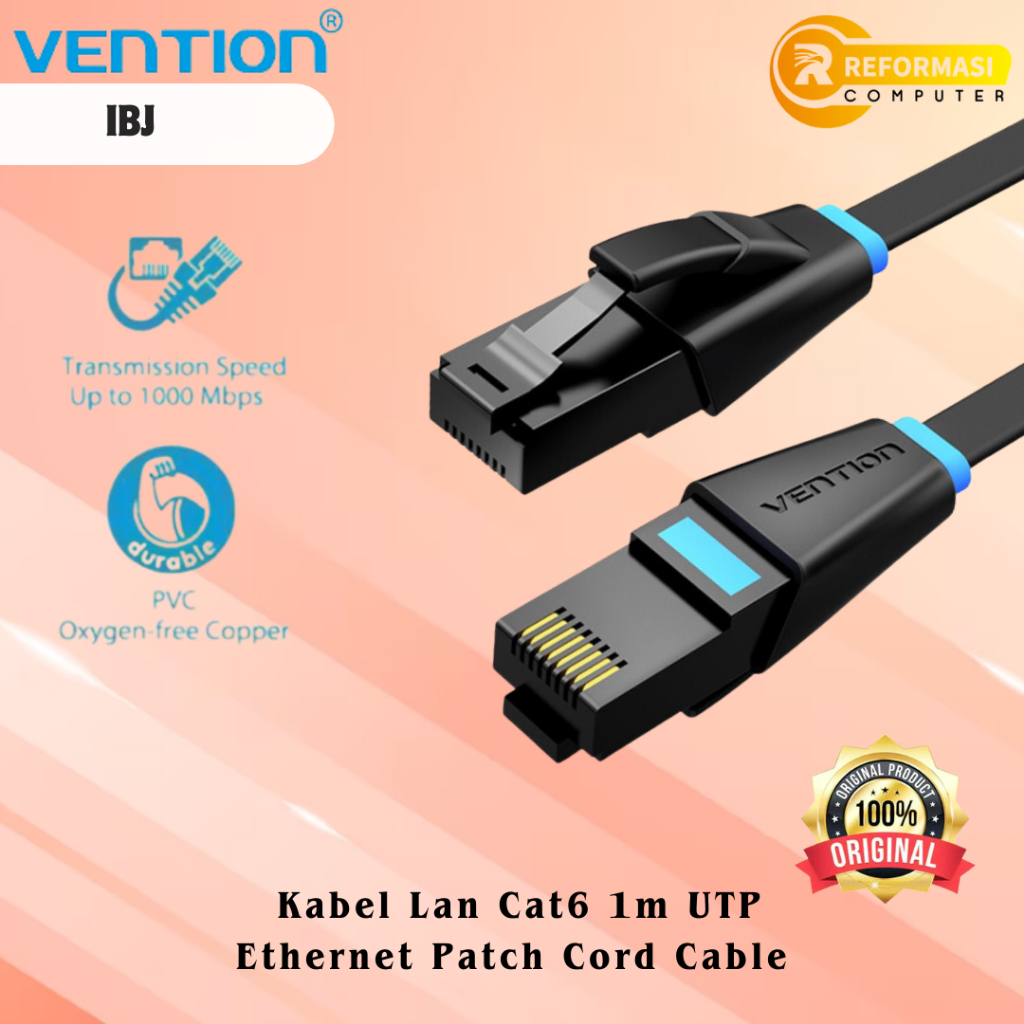 Jual VENTION Kabel Lan Cat6 Vention 1m Cat.6 UTP Ethernet Patch Cord Cable - IBJ | Shopee Indonesia