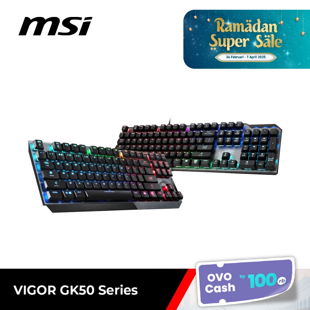 Jual MSI Vigor GK50 Low Profile Tenkeyless TKL Keyboard Gaming ...