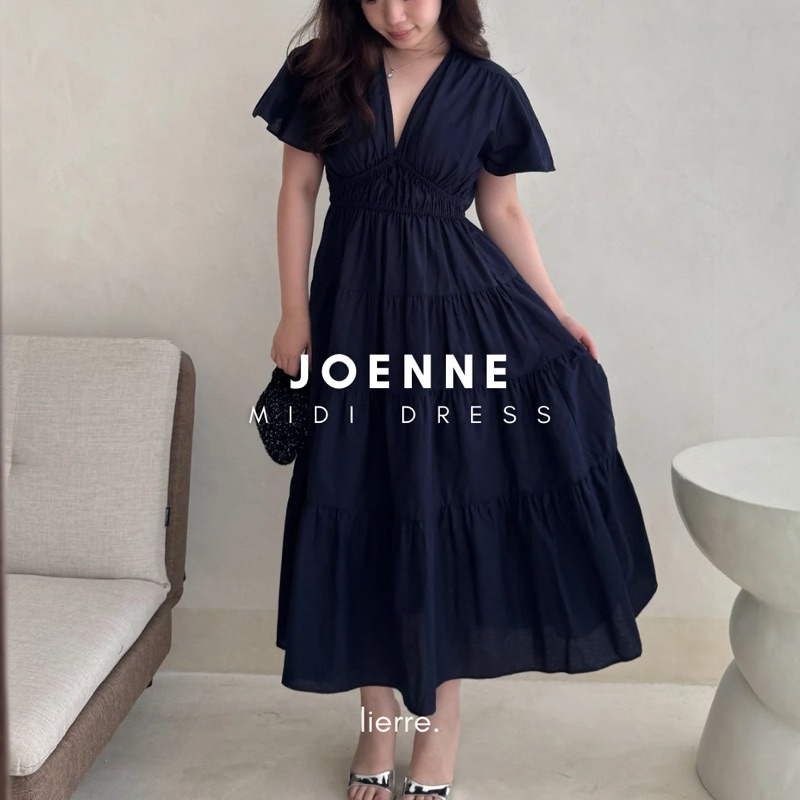 Jual lierre. JOENNE midi dress - korean ruffle aesthetic summer midi ...