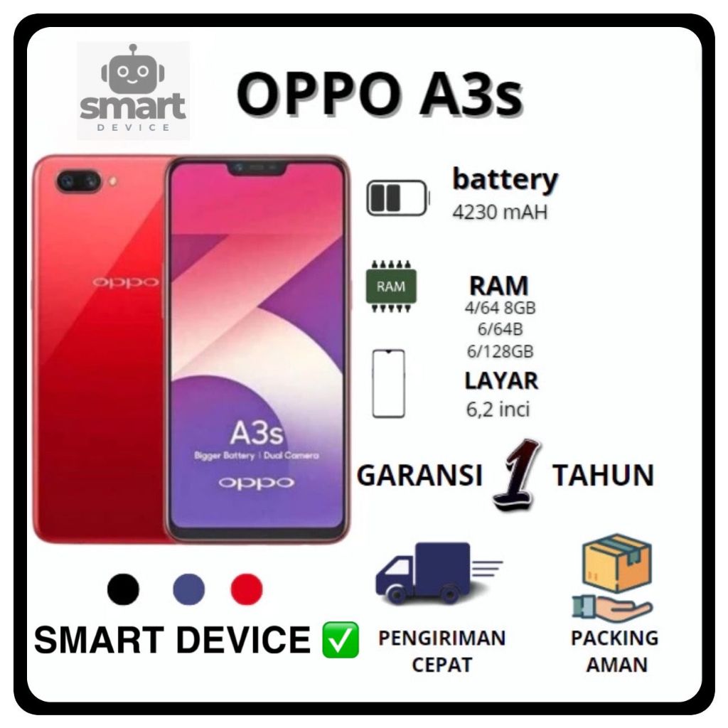 Jual OPPO A3s HP RAM 6/128GB LAYAR 6INCH HD Dual Camera android Smartphone | Shopee Indonesia