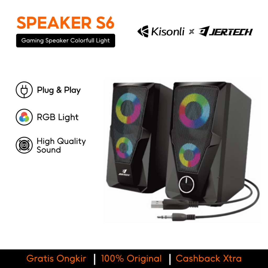 Jual KISONLI x JERTECH Speaker Gaming RGB S6 Komputer Laptop PC ...