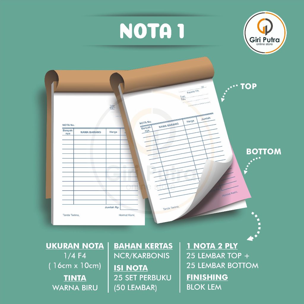 Jual Nota Kontan 2 Fly / Nota Ukuran 16 cm x 10 cm | Shopee Indonesia