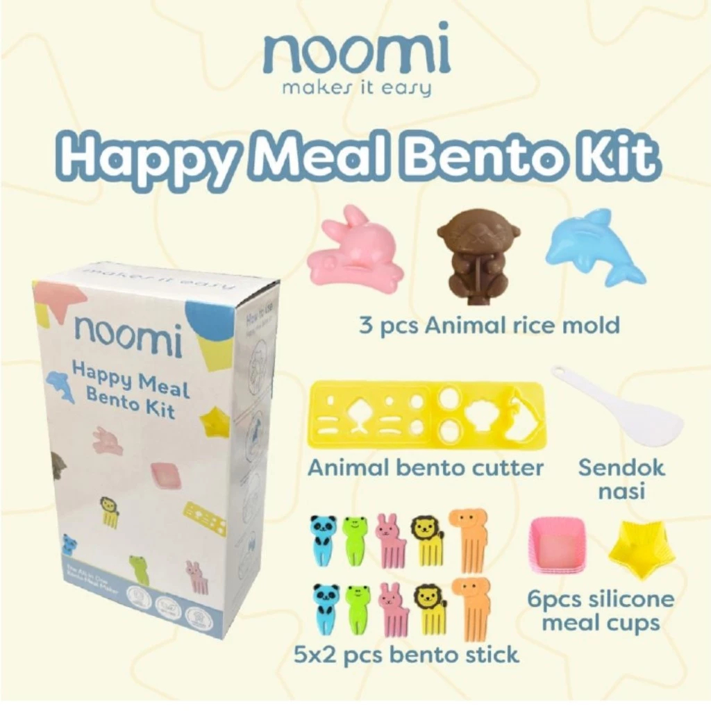 Jual Noomi Happy Meal Bento Kit Set | Alat Cetakan Nasi dan Stick Bento ...